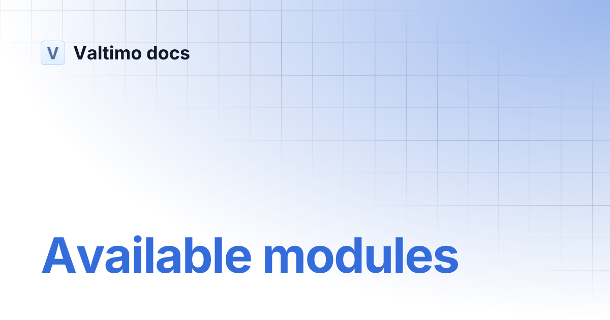 Available modules | V12 | Valtimo docs