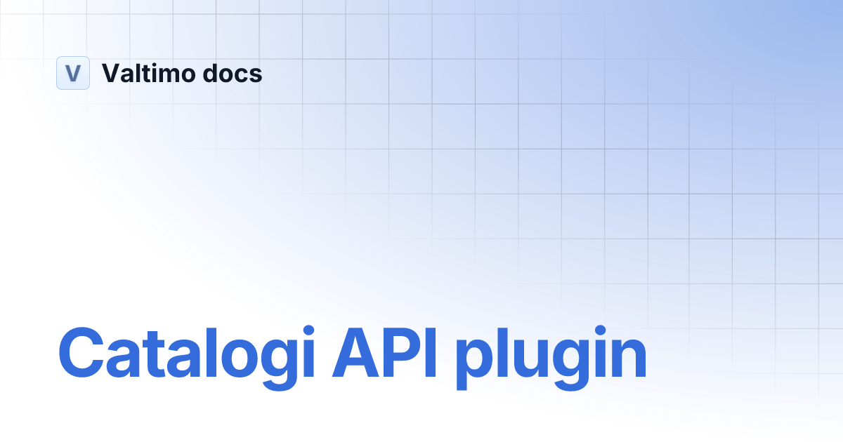 Catalogi API plugin | Valtimo docs