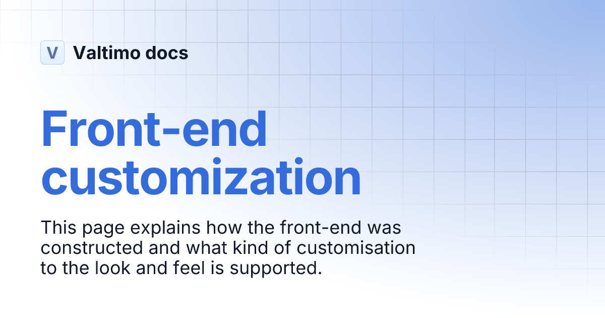 Front-end customization | Valtimo docs